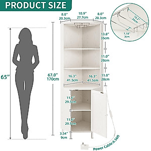 YITAHOME Corner Bar Cabinet with LED Lights & Glass Holder, 5 Tier Corner Shelf with Storage, Wine Rack Cabinet Display Shelves for Living Room, Dining Room, Kitchen, White