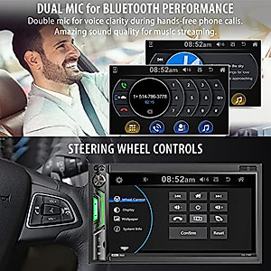Double Din Car Stereo Receiver: 7 Inch HD Touchscreen Car Audio with Bluetooth – LCD Capacitive Monitor | Mirrorlink | Live Rearview Camera | USB/SD/AUX Input | AM/FM Car Radio | Subwoofer