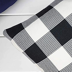 famibay Outdoor Pillow Covers 18x18 Waterproof, Decorative Outdoor Pillows for Patio Furniture Plaid Patio Pillows Outdoor Waterproof Farmhouse Patio Pillow Covers Black and White(Set of 2)