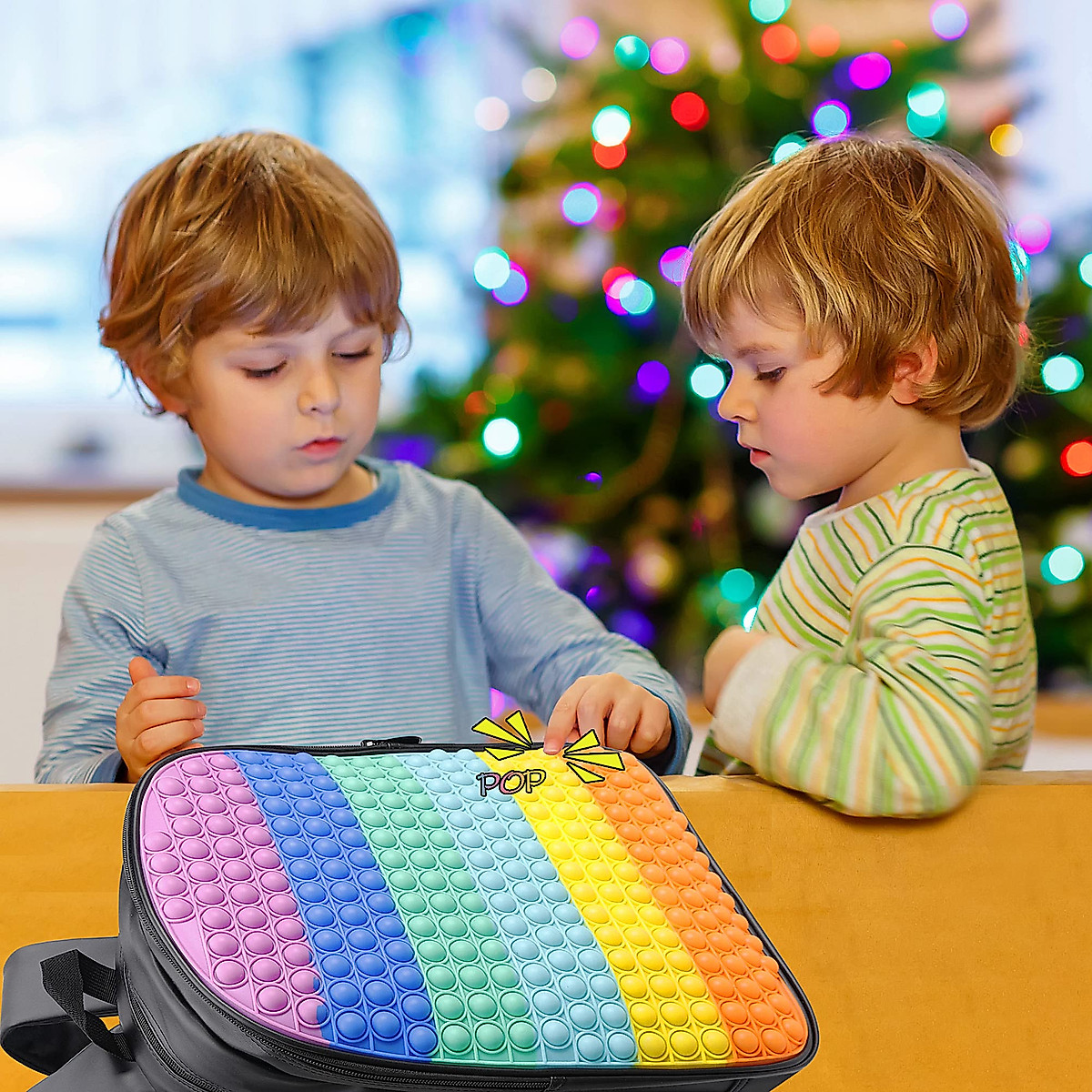 Fidget Backpack for Boys Girls Pop-On-It Backpack for School Silicon Pop Bubble Book Bags for Kids Teenagers with Padded Bottle Side Pockets