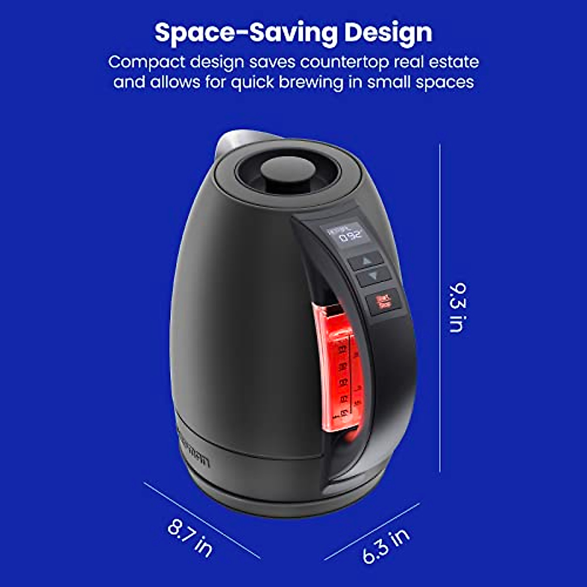 Chefman Electric Tea Kettle, 1.8 Liter Hot Water Electric Kettle Temperature Control Water Boiler with 5 Presets, Tri-Colored LED Lights, Keep Warm, Automatic Shutoff, Black