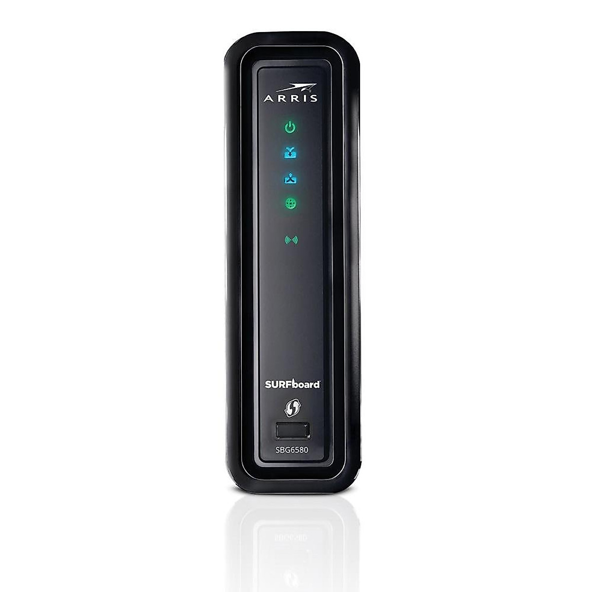 ARRIS Surfboard SBG6580-2 8x4 DOCSIS 3.0 Cable Modem/Wi-Fi N600 (N300 2.4Ghz + N300 5GHz) Dual Band Router - Retail Packaging Black (570763-034-00)