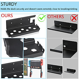 Gooditour Switch Wall Mount Holder - Wall Mount Shelf Stand for Nintendo Switch and Switch OLED with 5 Game Card Holders and 4 Joy Con Hanger - Safely Store Your Switch Console Near or Behind TV