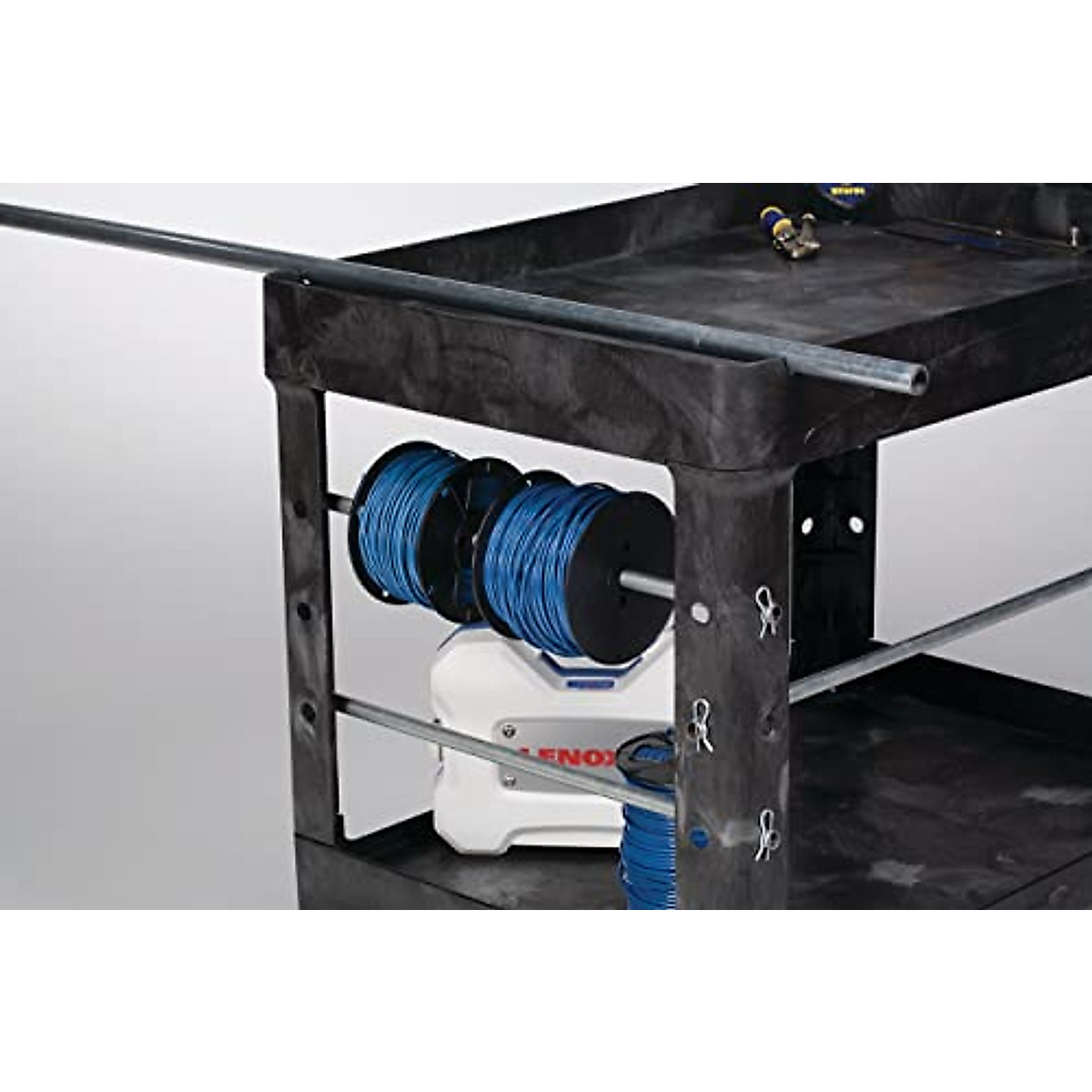 Rubbermaid Commercial Products Heavy-Duty 2-Shelf Rolling Utility Cart with Ergonomic Handle, Lipped Shelves, Large, Black Perfect for Office, Classroom or Home Use (FG454600BLA)