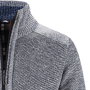 Men's Full Zip Up Cardigan Sweaters Regular Fit Flannel Lining Knitted Cardigans Zipper Thick Knit Sweater Coat (Light Grey,X-Large)