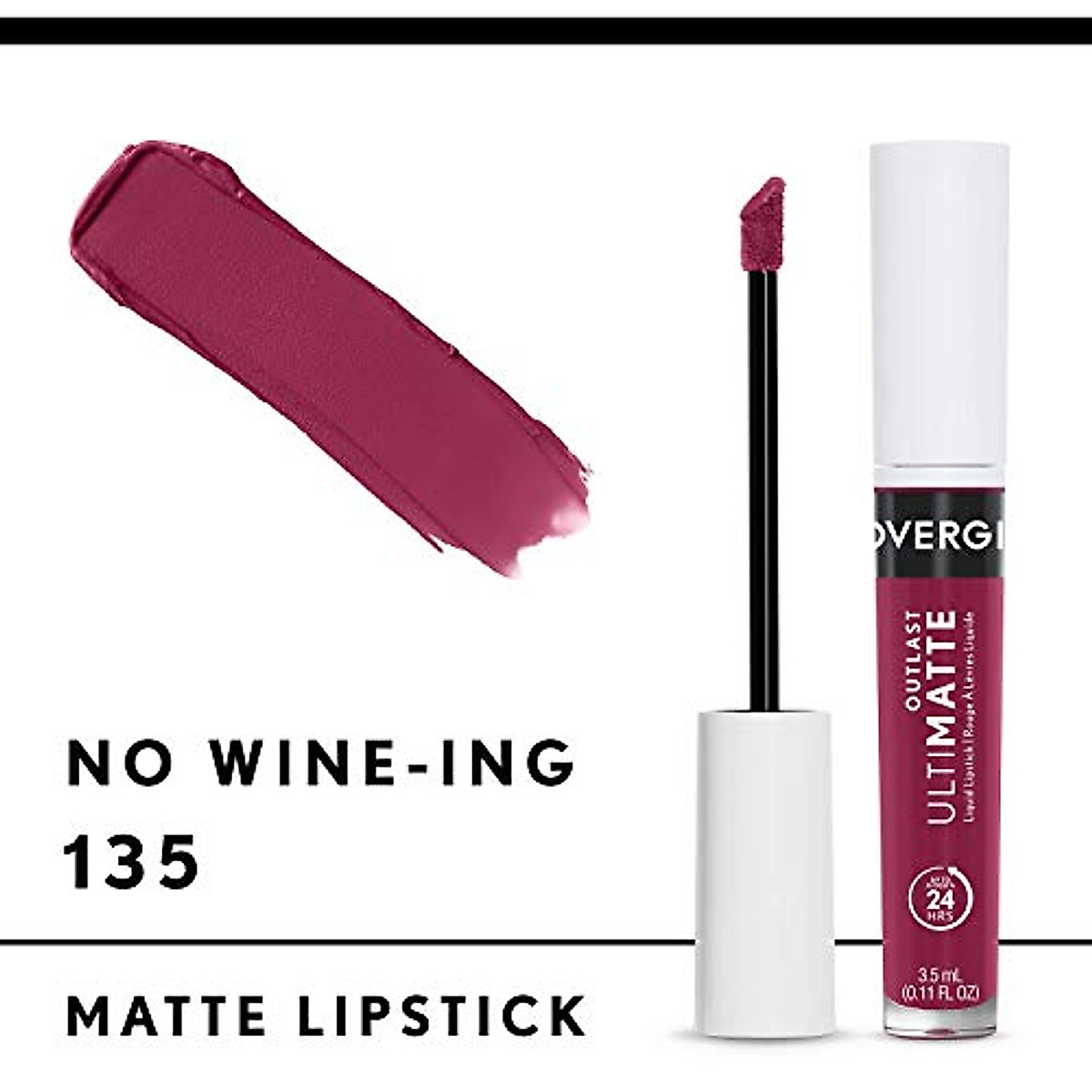 COVERGIRL Outlast Ultimatte One Step Liquid Lip Color, No Wine-ing, No Wine-Ing, 0.12 Fl Ounce