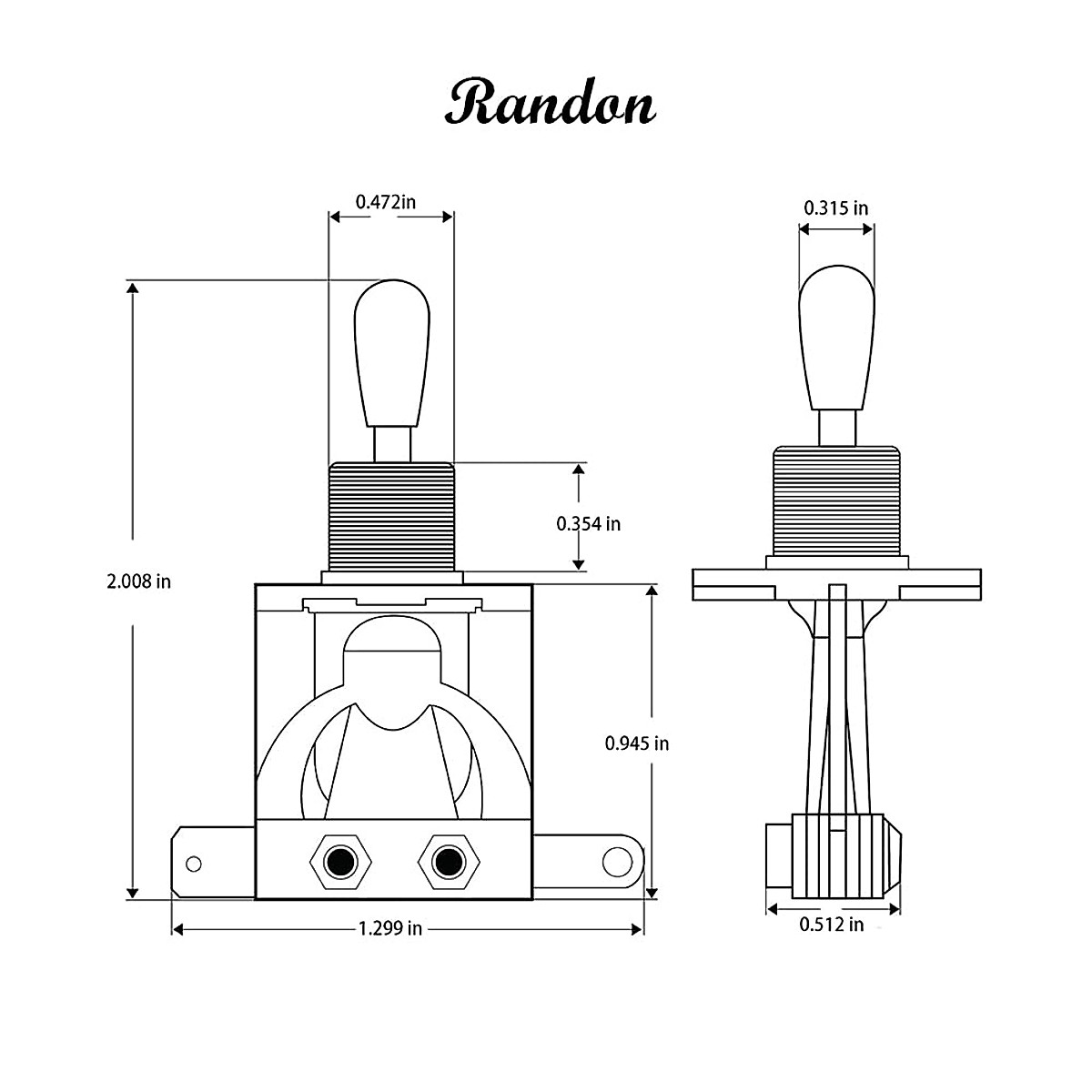 Randon 3 Way Short Straight Guitar Toggle Switch Pickup Selector with Tip Knob Caps Compatible with Gibson Toggle Les Paul Electric Guitars