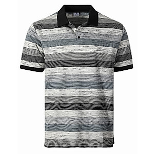 Gioberti Mens Club Stripe Polo Shirt - Short Sleeve, Regular Fit, Yarn Dye, Gray, Size 2XL
