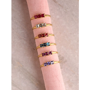 YoTreasure 0.45 Ct. Pink Tourmaline Solid 10k Yellow Gold 3 Three Stone Engagement Ring