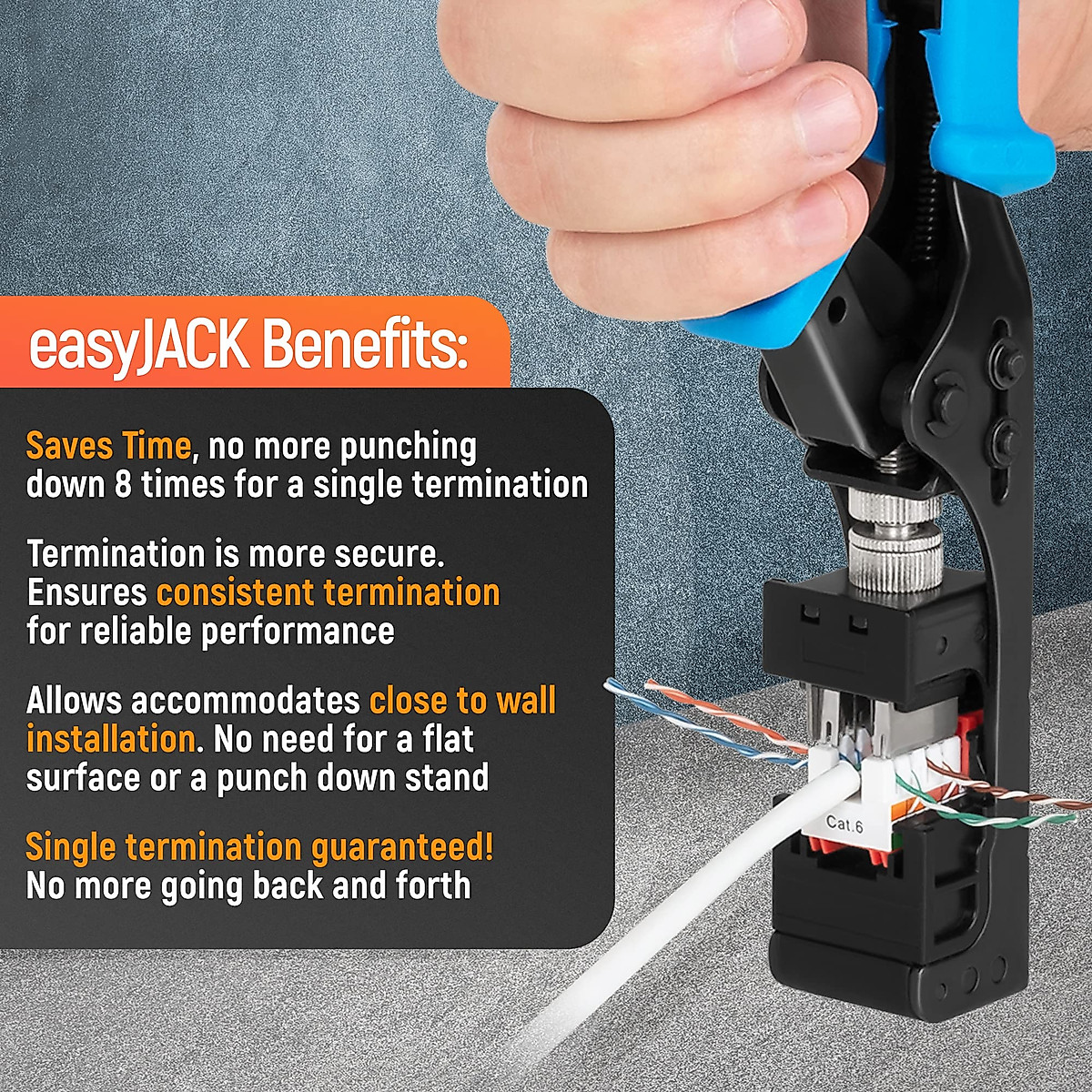Everest Media Solutions Bundle – 2 Items: easyJACK - Speed Termination Tool + 50 Pack of RJ45 CAT6 UTP Keystone Jacks - White
