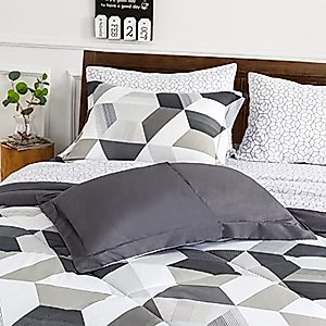Twin Bed in a Bag Pattern Neutral Comforter Set with Sheets 5-Pieces for Girls and Boys - Soft Bedding Sets with Down Alternative Comforter, Pillowsham, Flat Sheet, Fitted Sheet, Pillowcase All Season