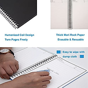 Holiberty Smart Reusable Erasable Notebook with 1 Erasable Pen & 1 Cloth & 1 Ruler, A5 Hardcover Waterproof Spiral Notebook Portable Journal Drawing Sketching Diary Notebook for Men Women Kids