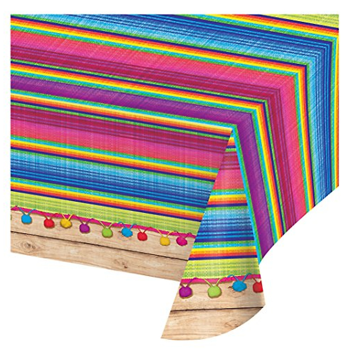 Creative Converting 324357 All Over Print Plastic Table Cover, 54 x 102, Serape