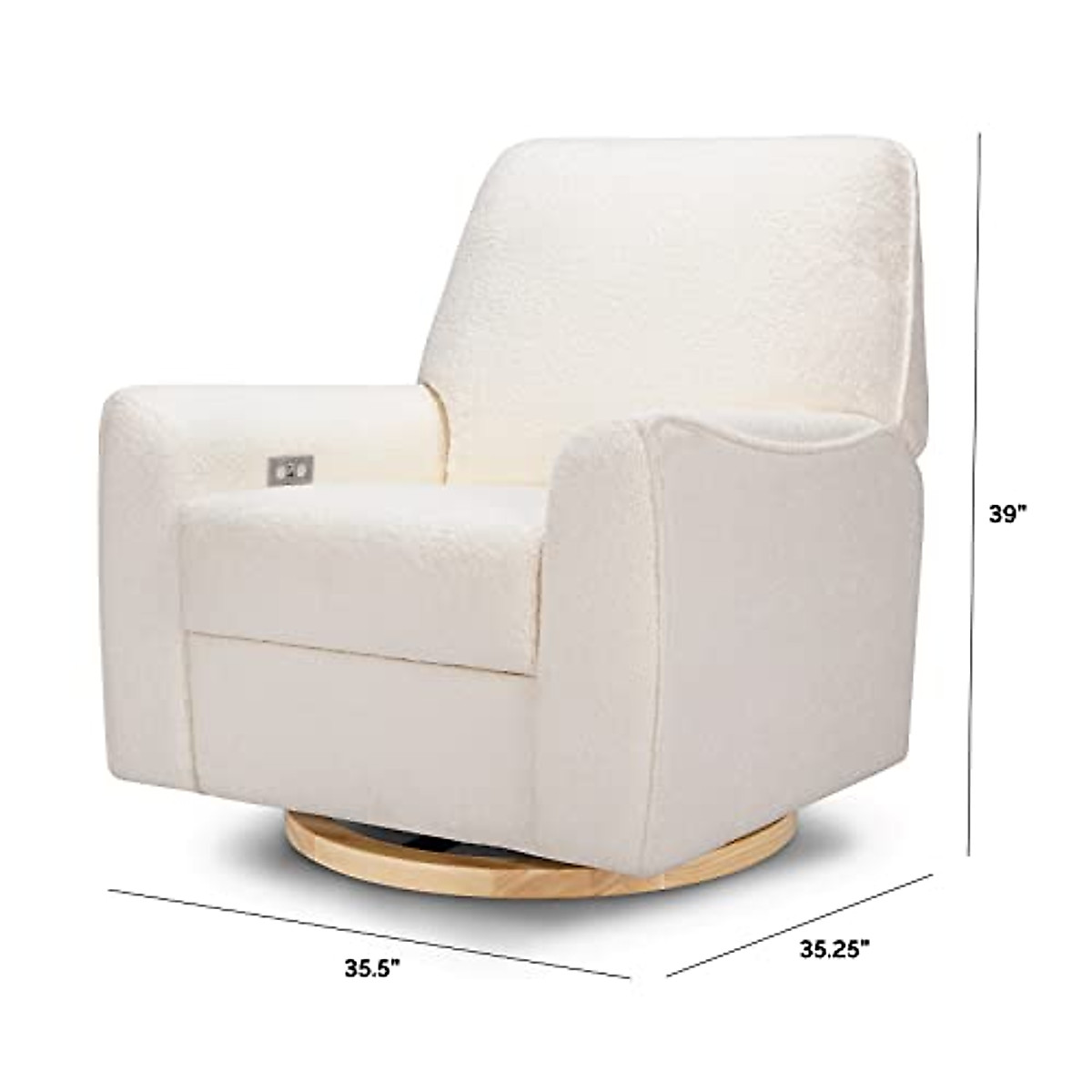 Nursery Works for Babyletto, Sunday Power Recliner and Swivel Glider in Chantilly Sherpa, Greenguard Gold Certified and CertiPUR-US® Certified