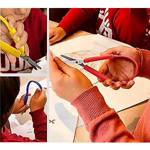 QIANG Loop Scissors for Children and Teens, Right and Lefty Support, Easy-Open Squeeze Handles Safety Scissors Toddler Safety Craft Scissors Student & Children's Handmade Scissors(6-Pack)