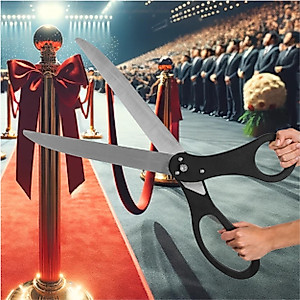 Grand Opening Ceremony Kit — 25" Giant Ribbon Cutting Scissors Black and Royal Blue Satin Ribbon for Grand Openings Inaugurations Ceremonies & Special Events