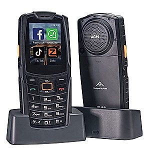 AGM M7 Rugged Phone 4G, Rugged Smartphone with 2.4" Touch Screen and Charging Dock 2.4G WiFi, GSM T-Mobile, 2500mAh, Dual SIM, 109dB Speaker, 1GB+8GB, IP68 & IP69K, Outdoor Smartphone for Senior