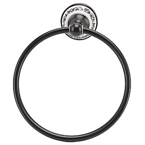 Towel Rings, Bathroom Wall Mounted Round Towel Rack Black Antique Round Towel Holder Bath Hand Towel Rack for Home