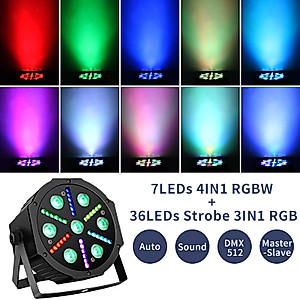 9 LED Stage Lights 2 Pack - 36W RGBW Par Light with Remote DMX Control Sound Activated Strobe Auto Play Uplights for Wedding Birthday Party Disco Dance Club Karaoke DJ Events Venue Stage Lighting