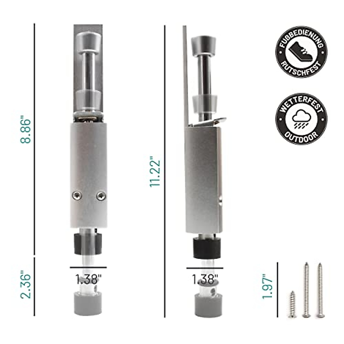 Kickdown Door Stop - Heavy Duty Door Stopper with Kick Down Step - Foot Operated Door Holder for Outdoor and Commercial Use