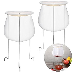 Set of 2 White and Silver Jelly Strainer Stand with Bag Reusable Food Filter Bag Jelly Bags for Straining Stainless Steel Sieve Stand for Different Size Pans and Bowls
