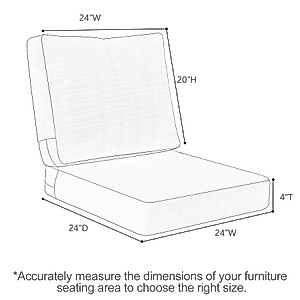 Favoyard Deep Seat Patio Cushions 24 × 24 inch Rainproof & Fadeness Furniture Cushion Set for Outdoor Chair Couch with Polyester-linen Fabric & Removable Cover, Hidden Zipper and Adjustment Staps