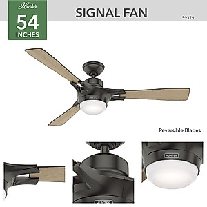 Hunter Signal Indoor Wi-Fi Ceiling Fan with LED Light and Remote Control, 54", Noble Bronze