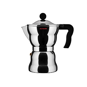 Alessi AAM33/6 - Design Espresso Coffee Maker, Aluminum and Thermoplastic Resin, 6 Cups, Black Handle