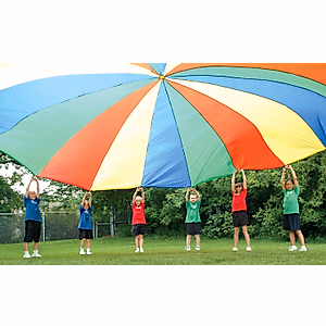 Palos Sports - Heavy Duty Standard Parachute 35' with 30 Handles, Kids Parachute for Cooperative play - Comes with Carrying Bag | Multi-colored