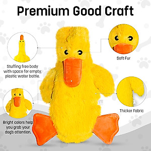 FGA MARKETPLACE Duck Flat NO Stuffing NO Squeak Plush Dog Toy, Funny Style Will Entertain Your Pet for Hours, Recommended for Small and Medium Dog 21 INCH Long