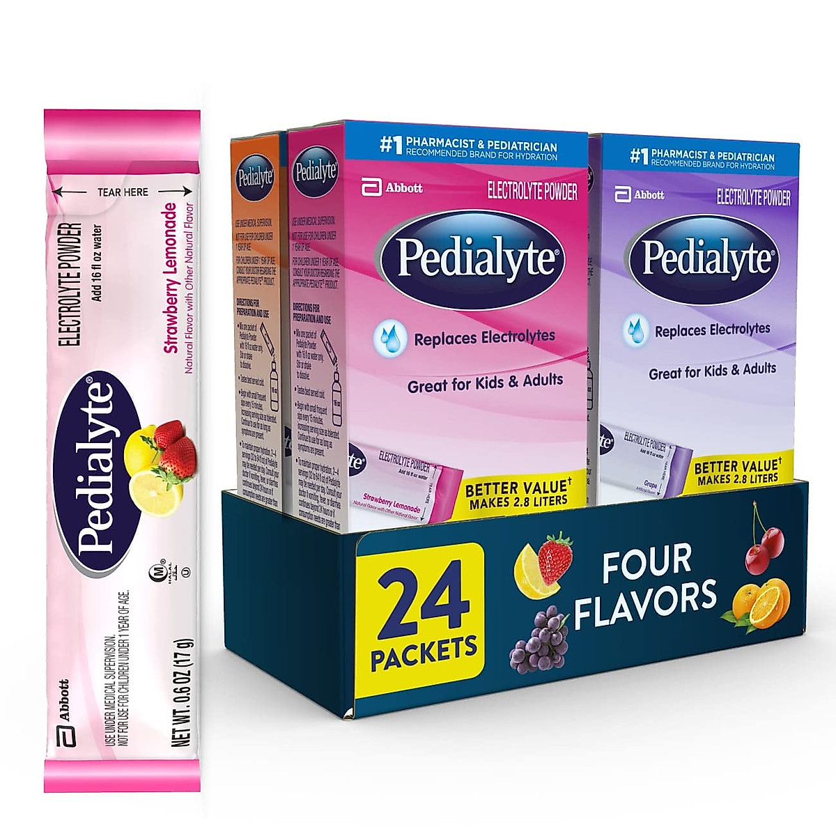 Pedialyte Electrolyte Powder, Variety Pack Flavor Bundle, Electrolyte Drink, 3.6 oz (Pack of 4)