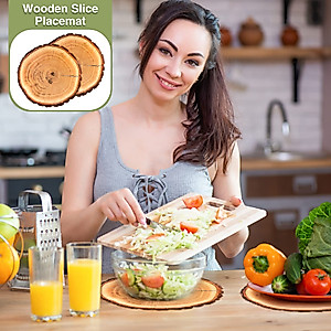 TaoBary 100 Pieces Disposable Wooden Slice Paper Place Mats Round Rustic Brown Wood Slices Charger Place Mat Bulk Table Paper Placemats for Summer Spring Fall Wedding Dinner Baby Shower Birthday Party