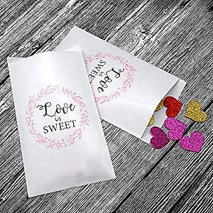Wedding Favors Kraft Paper Bags - 50Pcs 4.5 x 7.5 inches White Wedding Gift Bags for Guests Candy Treat Bags for Treat Snacks Candy Buffets