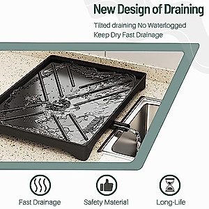 E-ROOM TREND Dish Drying Rack,Black Large Capacity and Multifunctional Carbon Steel Dish Rack, 2-Tier Dish Drying Rack, Rustproof Kitchen Dish Drying Rack with Drainbo & Utensil (DR201W)