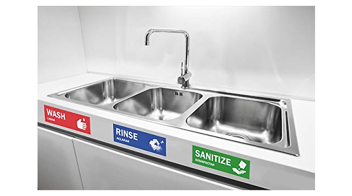 Wash Rinse Sanitize Sink Labels for Food Safety
