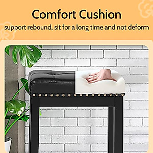 PayLessHere Bar Stools Set of 2 of PU Leather Barstools for Kitchen Counter Solid Wooden Saddle Stool 24”H Height Bar Stool