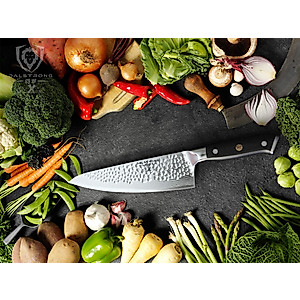 The Shogun Series X 8" Chef Hammered Chef Knife Bundled with The Dalstrong Premium Whetstone Kit