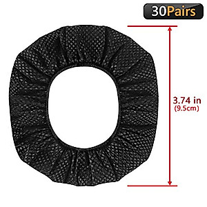 Geekria 30 Pairs Disposable Headphones Ear Cover for Over-Ear Headset Earcup, Stretchable Sanitary Ear Pads Cover, Hygienic Ear Cushion Protector (M/Black)