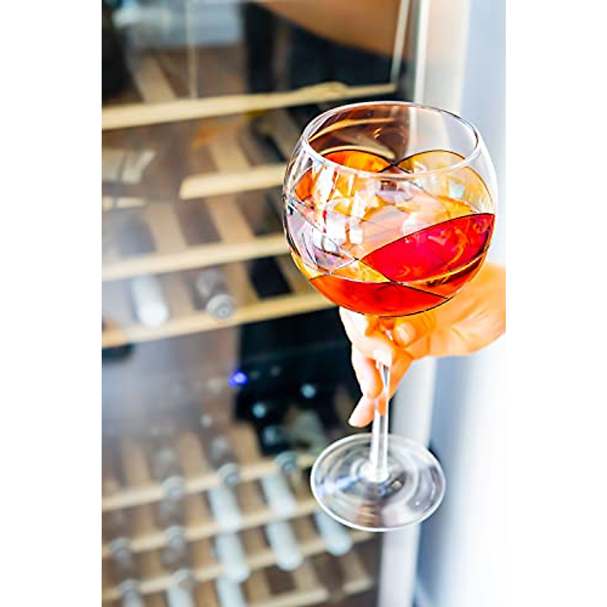 Antoni Barcelona Wine Glass Large Stem 21oz - EXCLUSIVE BOX - Handblown & Handmade, Handpainted Glasses Drinkware Essentials Wine Glassware Unique Gifts Ideas Women Men Birthday Wedding (Red, Set 2)