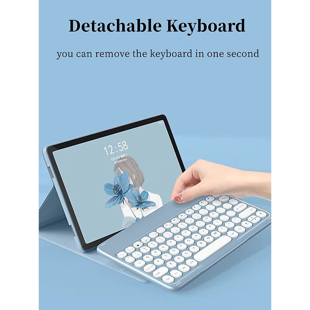 Keyboard Case for Lenovo Tab M10 Plus 3rd Gen 2022 Release, Round Keys Detachable Wireless Bluetooth Keyboard Case for (Model: TB125FU / TB128FU / TB128XU), Teal