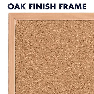 Quartet Cork Board Bulletin Board, 2' x 3' Framed Corkboard, Oak Frame, Decorative Hanging Pin Board, Perfect for Office & Home Decor, Home School Message Board or Vision Board (35-380352)