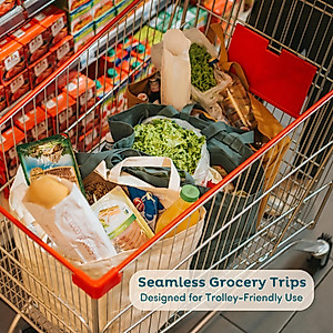 Nook Theory 3 Pcs Reusable Grocery Bags - Heavy Duty Canvas Bag, Large Grocery Tote for Shopping, Picnic, and Daily, 100% Cotton (Ocean)