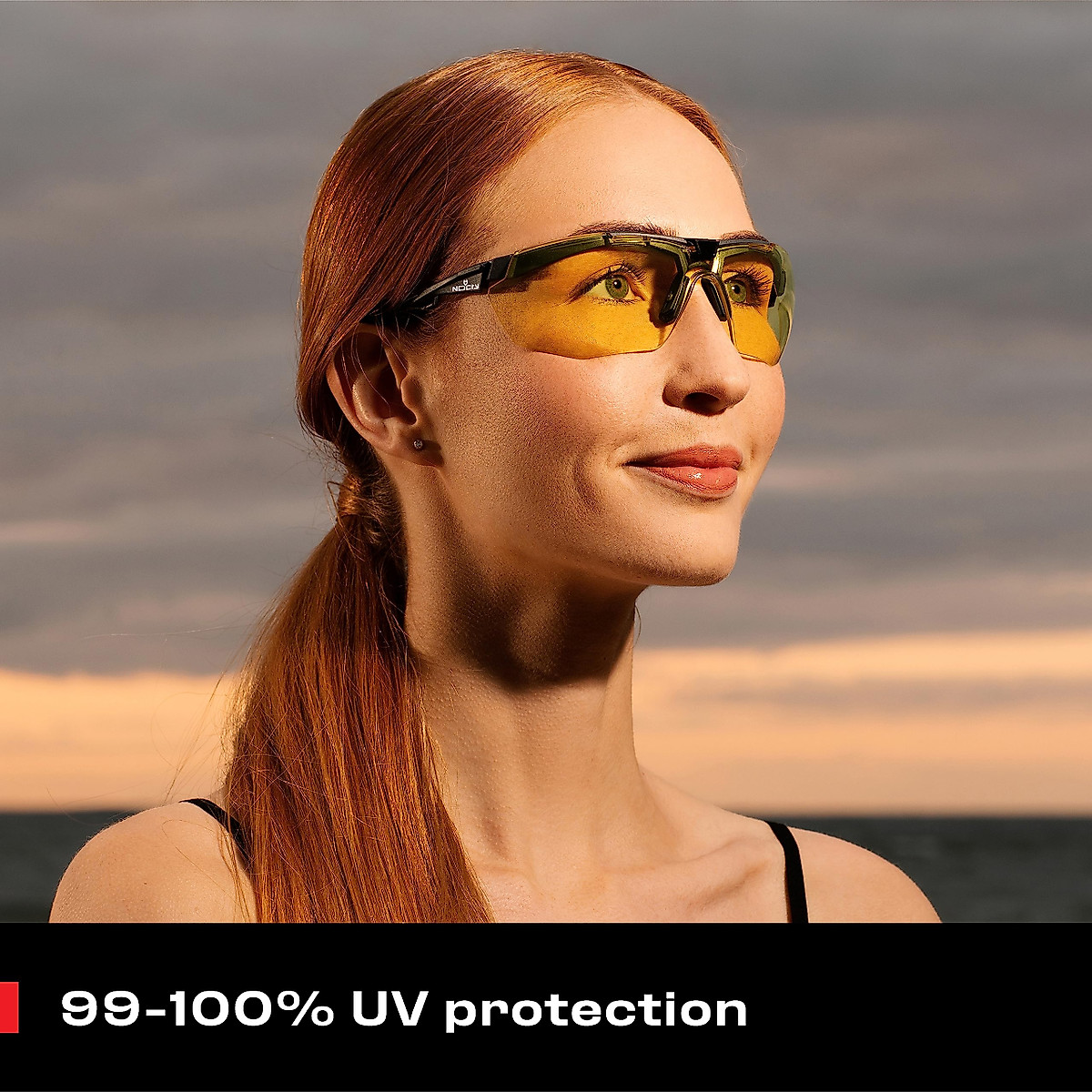 NoCry Yellow Safety Glasses for Men - ANSI Z87 Safety Glasses with Scratch Resistant Coating - 100% UV Resistant Blue Light Safety Glasses Anti Fog and Highly Adjustable Shooting Eye Protection