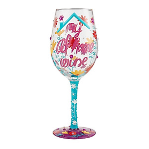 Enesco Designs by Lolita My at Home Hand-Painted Artisan Wine Glass, 15 Ounce, Multicolor
