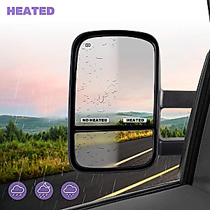 GLISTUNING Towing Mirror for Chevy Silverado - GMC Sierra Tahoe Suburban Avalanche 2003 2004 2005 2006 Side mirror with Power Glass Power Heated Extendable Trailer Mirror Pair Set