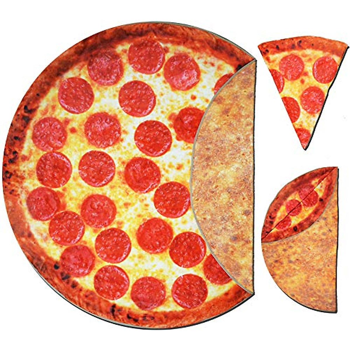 Pizza Blanket Pepperoni Fleece Large 71" Thick 300 GSM Extra Soft 2 Design Double Print with Crust Calzone Adult and Children Throw Blanket Bedroom Blanket