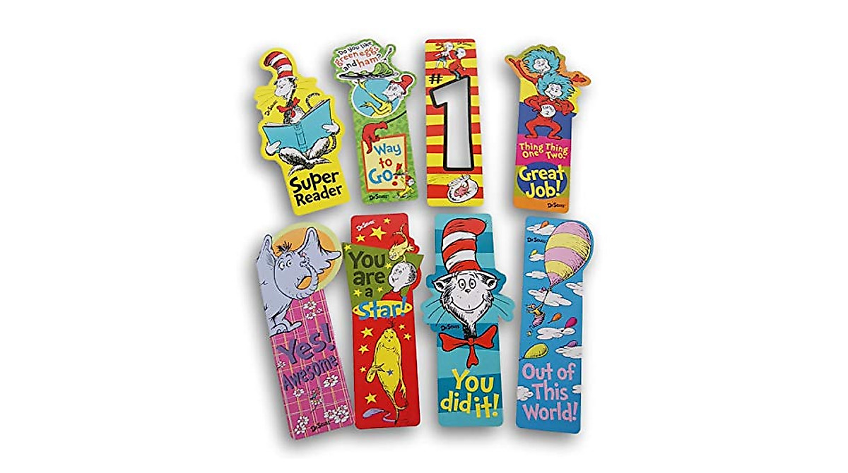 Dr. Seuss Incentive Bookmarks for Kids - 8 Count Classroom Rewards