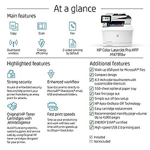 HP Color Laserjet Pro Multifunction M479fdw Wireless Laser Printer (W1A80A) (Renewed)