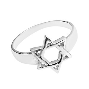 AeraVida Jewish Jewelry Simple Star of David Promise Band .925 Silver Ring | Promise Rings for Women | Comfort Fit Silver Rings for Women | Sterling Silver Rings Size 6
