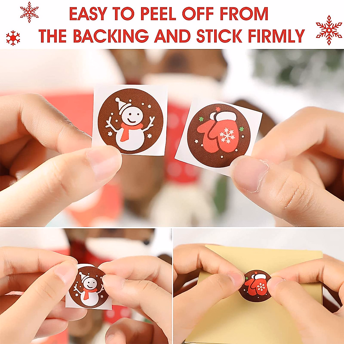 6 Rolls 3000 Pieces Christmas Stickers Round Adhesive Labels Xmas Decorative Stickers Christmas Stickers Labels Roll 1 Inch 48 Designs for Cards Envelopes Boxes